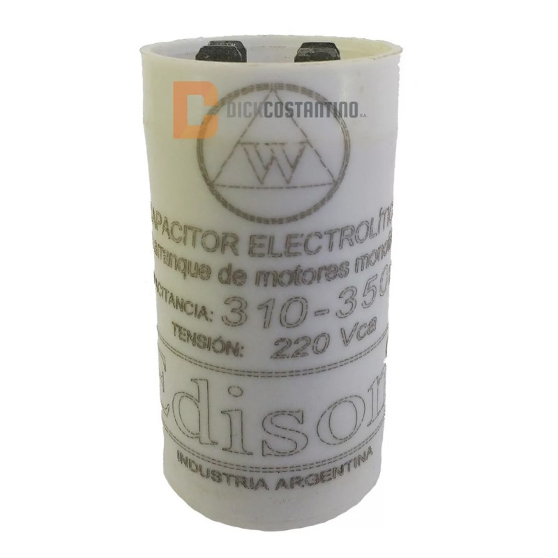 Capacitor De Arranque Motor Monofásico 1 Hp 310-350 Edison